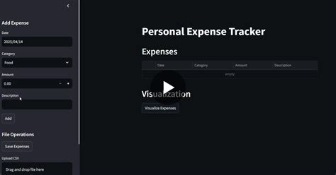 Python Streamlit Datascience Expensetracker Personalfinance