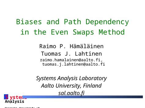Ppt S Ystems Analysis Laboratory Helsinki University Of Technology
