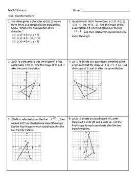 Transformations Test By Sarah Dragoon TPT