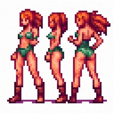 Full Body Side View Slim Female Sprite For Side Scroller Natural Proportions Fighting Pose Full Body Side View Slim Female Sprite For Side Scroller Natural Proportions Fighting Pose