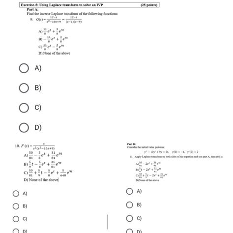 Solved Points Exercise S Using Laplace Transform To Chegg