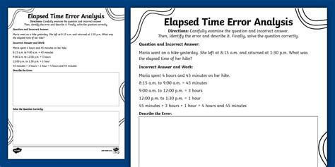 Third Grade Elapsed Time Error Analysis Activity Twinkl