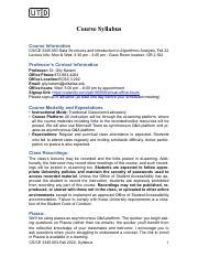 CS CE 3345 003 Data Structures Course Syllabus Course Hero