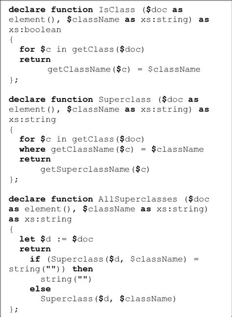 Xquery Implementation For The Analysis Functions Used In The Addclass