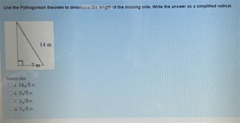 Solved Use The Pythagorean Theorem To Determine The Length Chegg
