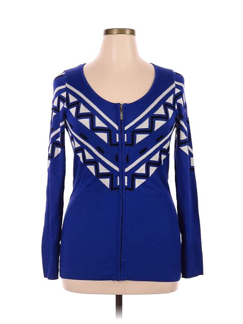 Ashley Stewart Color Block Solid Blue Cardigan Size 14 Plus 69 Off