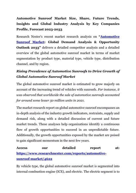 PPT Automotive Sunroof Market 2023 2033 PowerPoint Presentation