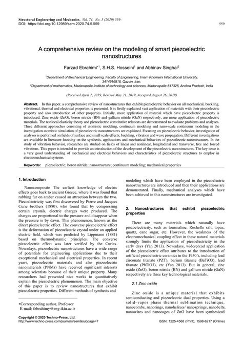 Pdf A Comprehensive Review On The Modeling Of Smart Piezoelectric Structures