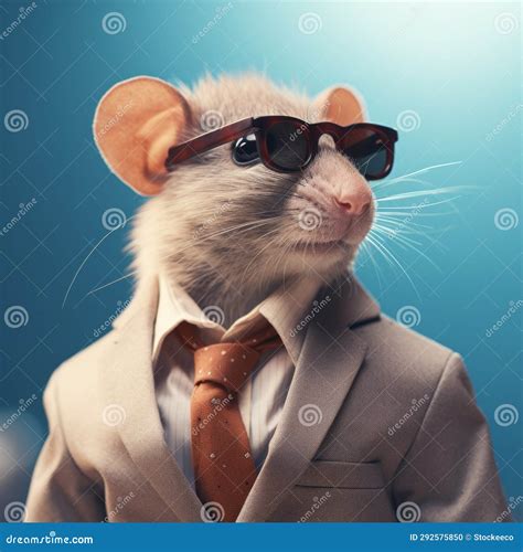 Stylish Rat In Sunglasses And Suit Photorealistic Fantasy Art Stock