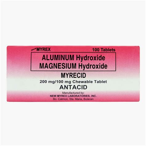 Myrecid Aluminum Hydroxide Magnesium Hydroxide 200mg 100mg Chewable