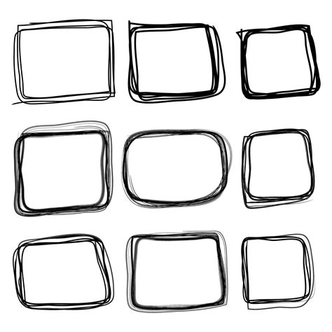 Hand Drawn Scribble Line Box Frame Doodle Rectangle For Message Note Mark Design Element
