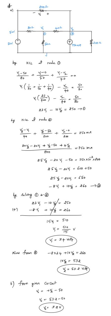 Solved Either The Circuit Below A Use The Node Voltage Method To