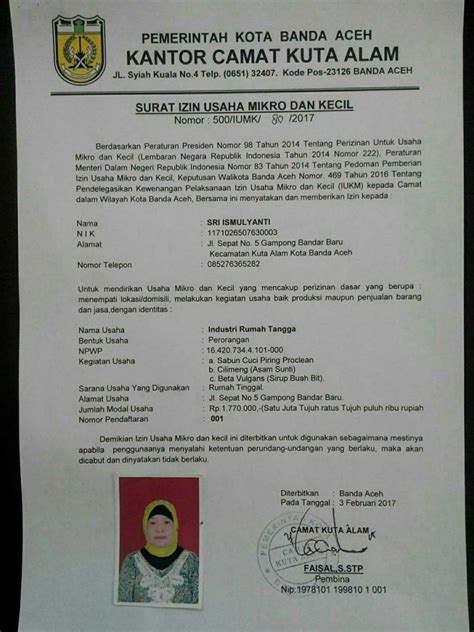 Contoh Surat Izin Usaha Mikro Dan Kecil Berbagai Contoh Riset