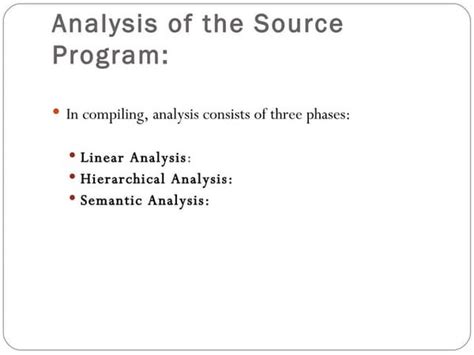 The Analysis Synthesis Model Of Compilation