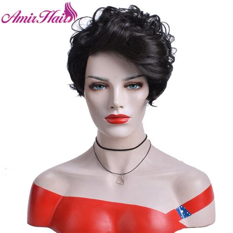 Amir Short Wigs Curly Synthetic Wigs Black Hair Wi Vicedeal