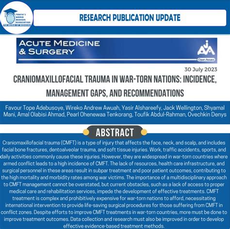 Toufiks World Medical Association On Linkedin Craniomaxillofacial