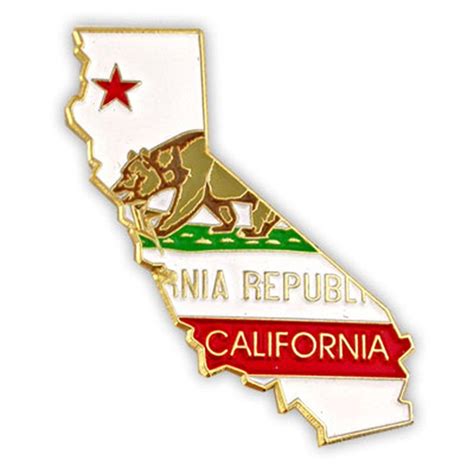 Pinmarts State Shape Of California And California Flag Lapel Pin