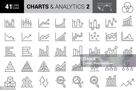 차트 및 다이어그램 선 아이콘입니다 편집 가능한 스트로크 픽셀 완벽한 모바일 및 웹용 원형 차트 주식 시장 데이터 조직 차트