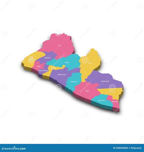 Liberia Political Map Of Administrative Divisions Vector Illustration