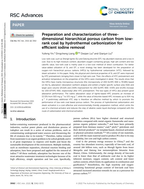 Pdf Preparation And Characterization Of Three Dimensional Hierarchical Porous Carbon From Low
