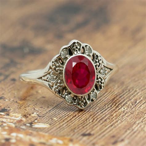 Simulated Ruby Ring Etsy