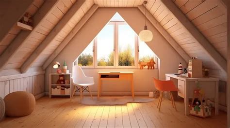아늑한 다락방 3d 렌더링에 있는 아이들을 위한 매혹적인 나무 책상 키즈 테이블 키즈 침실 어린이 방 배경 일러스트 및 사진 무료 다운로드 Pngtree