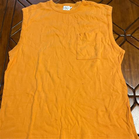 Large Yellow Calvin Klein Sleeveless Shirt Mens Depop