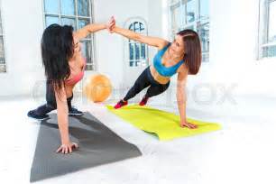 The Group Of Fit Babe Women Training Stock Image Colourbox