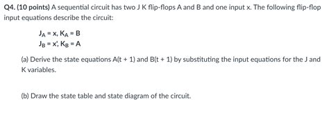 solved a sequential circuit has two j k ﻿flip flops a and b
