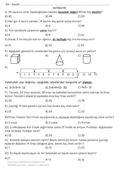 SINIF MATEMATİK TEST