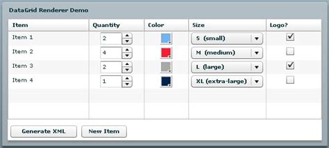 Philflash Datagrid Avec Itemrenderer Avec Checkbox Combobox Colorpicker
