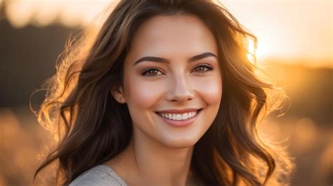 Premium Photo A Radiant Portrait Of A Woman With A Soft Smile Golden
