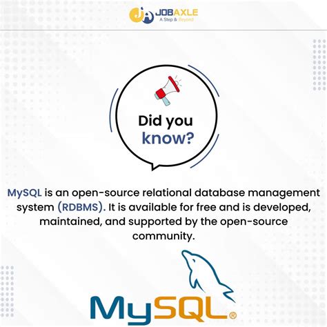 Mysql The Open Source Relational Database Management System Jobaxle It And Engineering Jobs