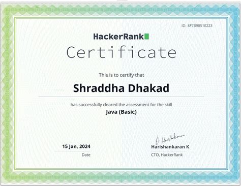 🏆 Hackerrank Certificate In Java Programming I Am Excited To Share That