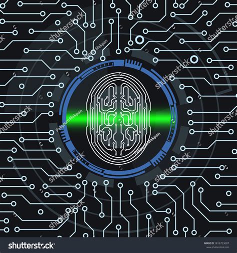 Cyber Security Fingerprint Scanning Technology Infographic Stock Vector Royalty Free