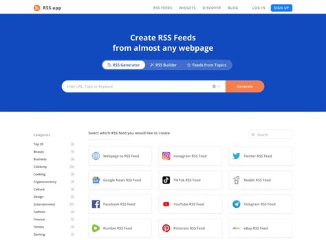 RSS App RSS Feed Generation Service Partially Free Hamea