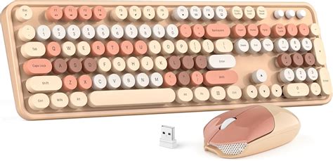 Wireless Keyboard And Mouse Combo Mowux Colorful Computer Full Size 2