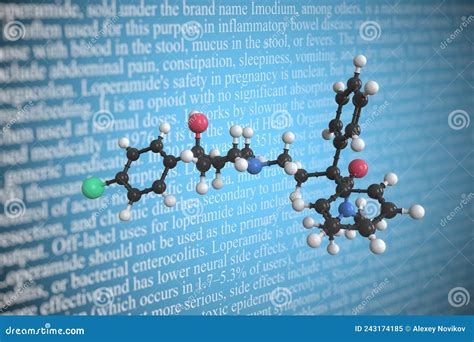 Loperamide Scientific Molecular Model 3d Rendering Stock Illustration