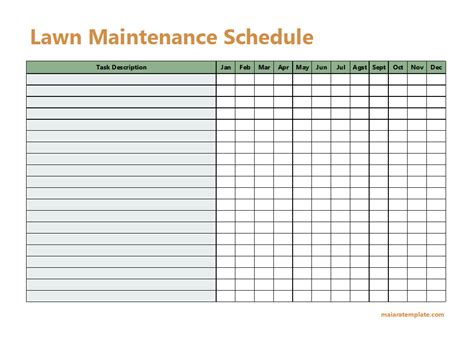 Printable Lawn Maintenance Schedule Template