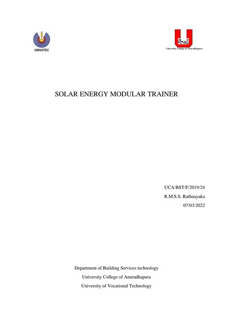 SOLUTION Lab Report On Solar Panel Demostration Module Studypool