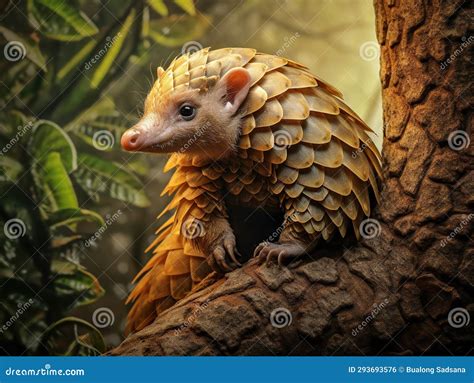 Ai Generated Illustration Wildlife Concept Of Tree Pangolin Phataginus