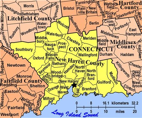 New Haven County Town Map New Haven Connecticut