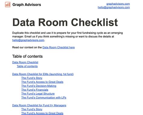 Data Room Checklist