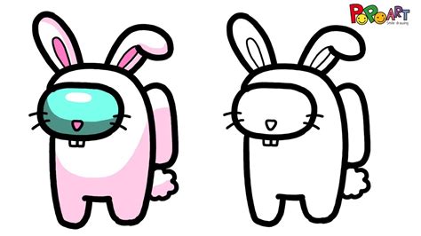 토끼 어몽어스 그리기 색칠공부 How To Draw Rabbit Among Us Youtube