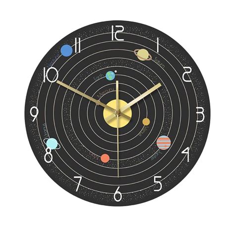 Solar System Planets Wall Clock 12 Silent Analog Round Non Ticking Astronomy Education Solar System Planets Wall Clock 12 Silent Analog Round Non Ticking Astronomy Education