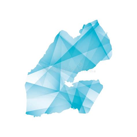 Vector Illustration Of Djibouti Map With Blue Colored Geometric Shapes