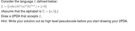 Solved Consider The Language L Defined Below L