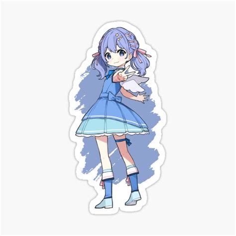 Anime Girl Peace Sign Japanese Peace Lettering Blue Sticker For