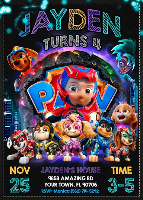 PAW PATROL THE MIGHTY MOVIE BIRTHDAY INVITATION Laumarybaby