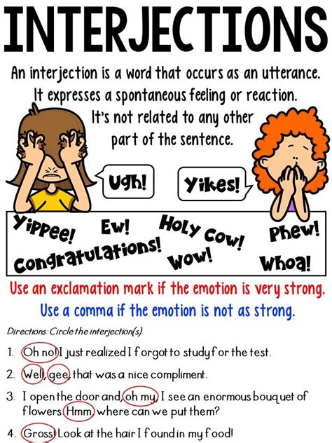 Interjections Anchor Chart Anchor Charts English Writing Skills 1st